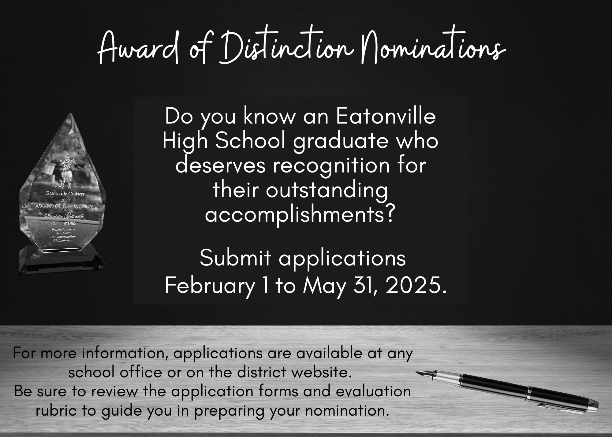 Eatonville High School accepting nominations for Award of Distinction ...